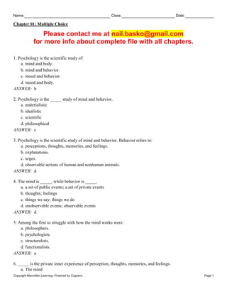 test bank Introducing Psychology, 5e Daniel Schacter, Daniel Gilbert ...