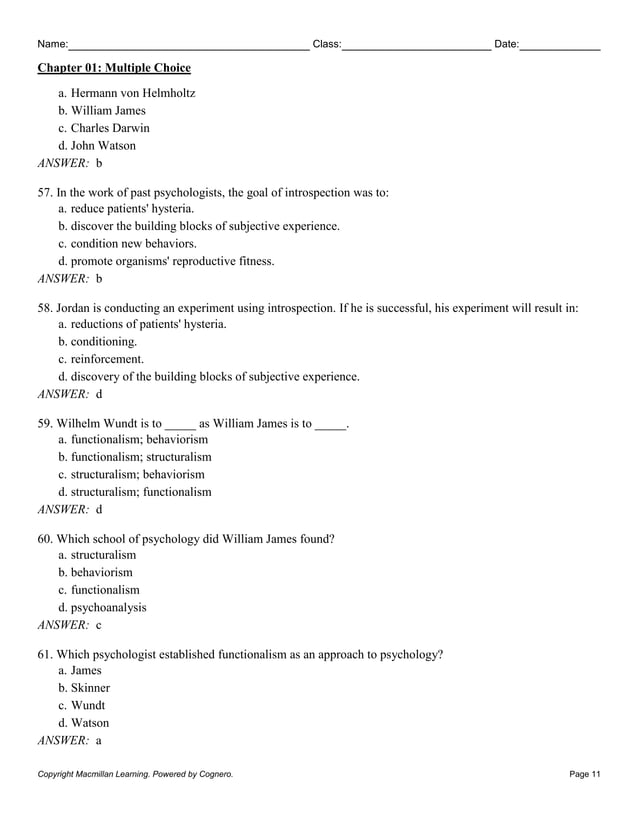 test bank Introducing Psychology, 5e Daniel Schacter, Daniel Gilbert ...