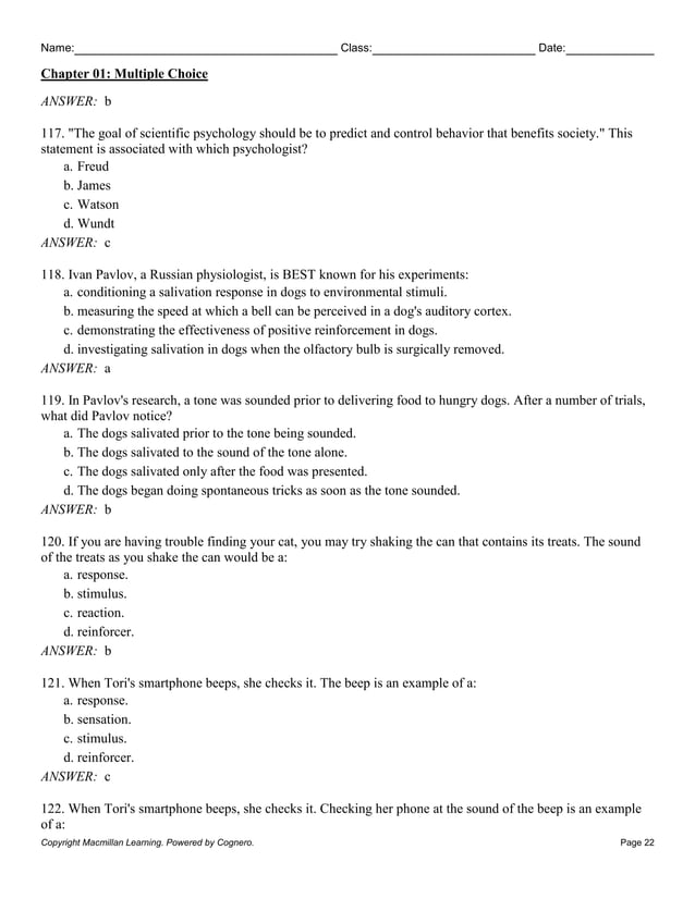 test bank Introducing Psychology, 5e Daniel Schacter, Daniel Gilbert ...