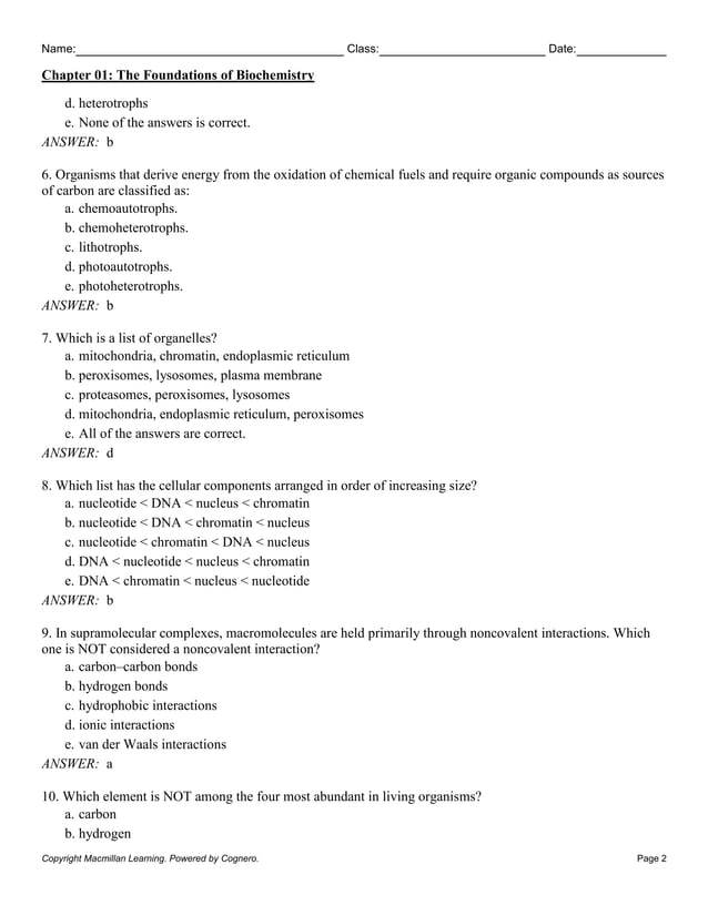 test bank Lehninger Principles of Biochemistry, 8e David Nelson ...