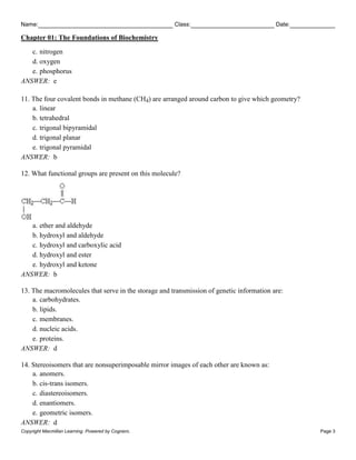 test bank Lehninger Principles of Biochemistry, 8e David Nelson ...