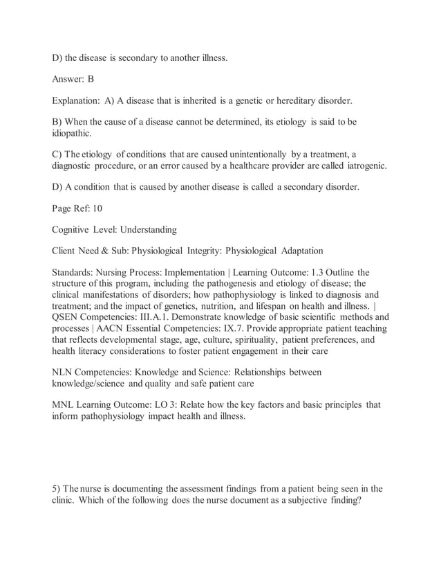 Test bank pathophysiology, concepts of human disease by matthew ...