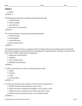 test bank Reflect & Relate, An Introduction to Interpersonal ...