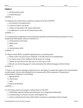 test bank Reflect & Relate, An Introduction to Interpersonal ...