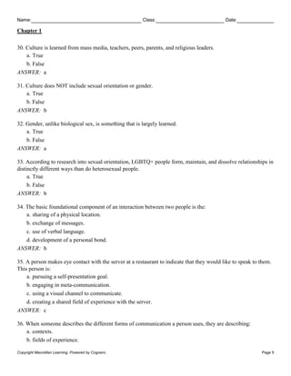 test bank Reflect & Relate, An Introduction to Interpersonal ...