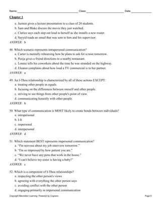 test bank Reflect & Relate, An Introduction to Interpersonal ...
