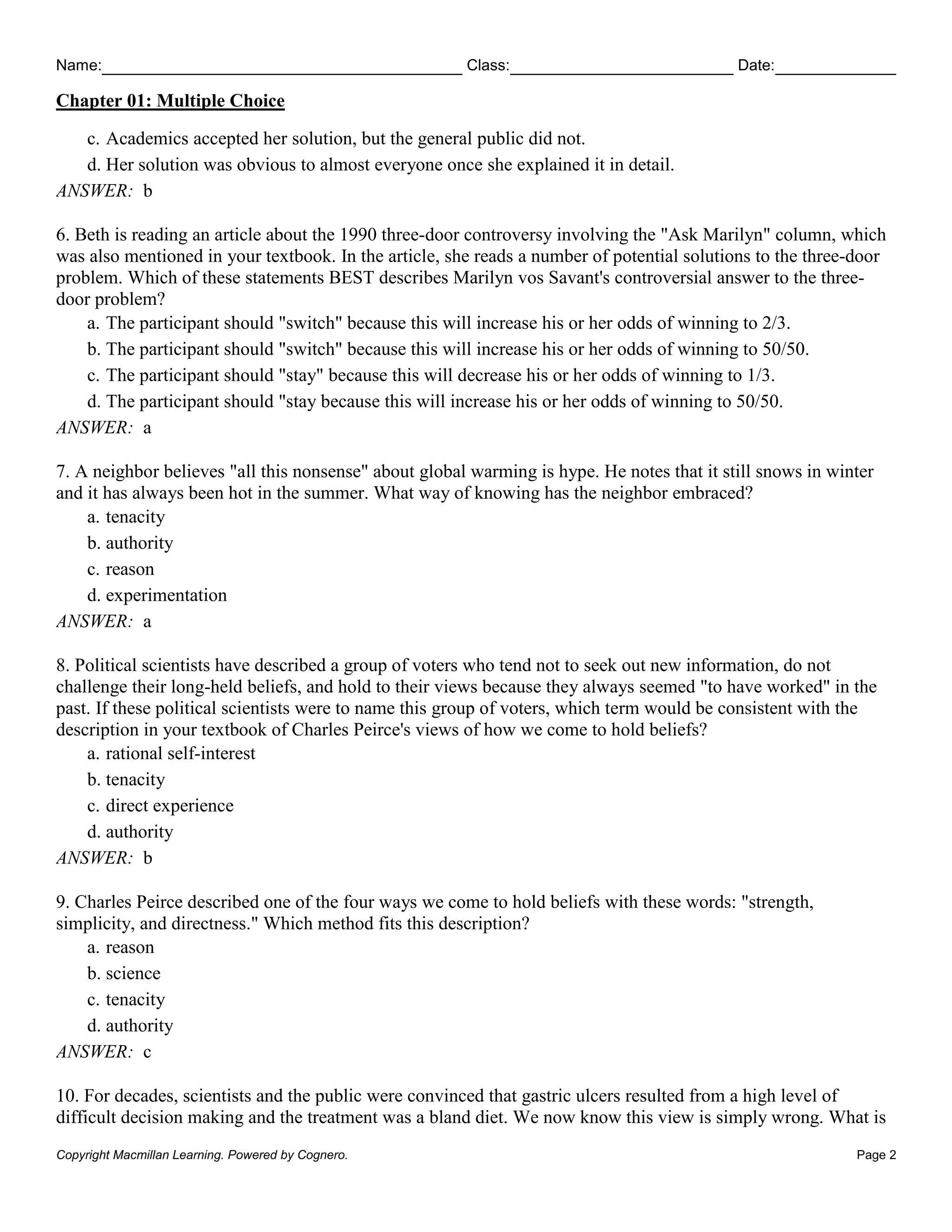 test bank Research Methods, Concepts and Connections, 3e Michael Passer ...