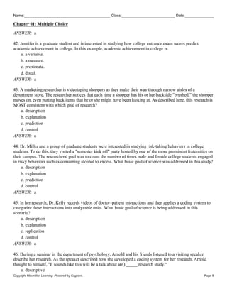 test bank Research Methods, Concepts and Connections, 3e Michael Passer ...