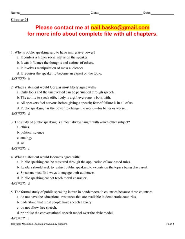 test bank Speech Craft, 2e Joshua Gunn test bank.pdf