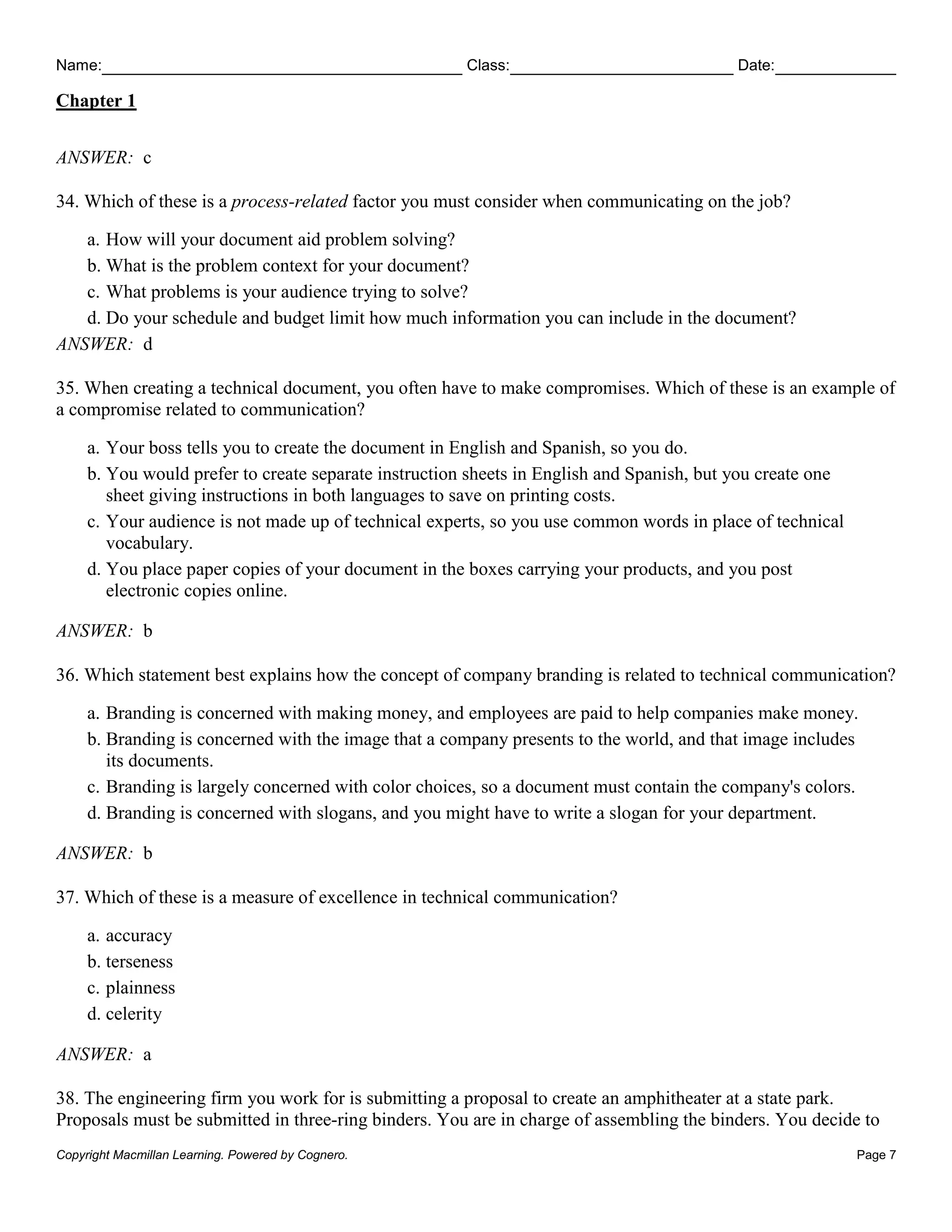 test bank Technical Communication, 13e Mike Markel, Stuart Selber test ...