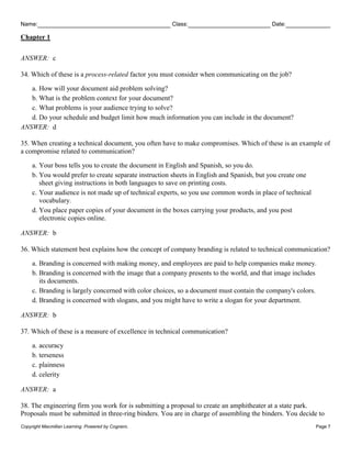 test bank Technical Communication, 13e Mike Markel, Stuart Selber test ...