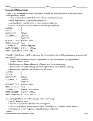 test bank The Social Animal, 12e Elliot Aronson, Joshua Aronson test ...
