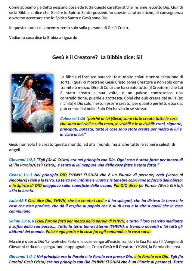Test biblico ... Gesù è Dio? | PDF