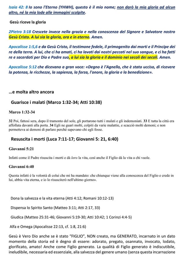 Test biblico ... Gesù è Dio? | PDF