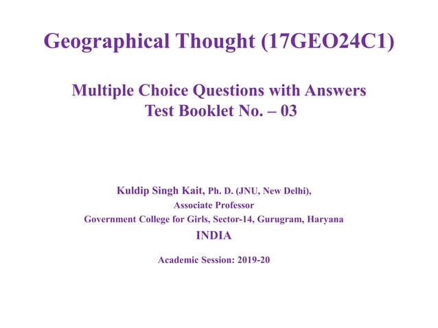 Geographical Thought (17GEO24C1) | PPT