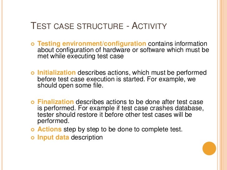 Testcase definition