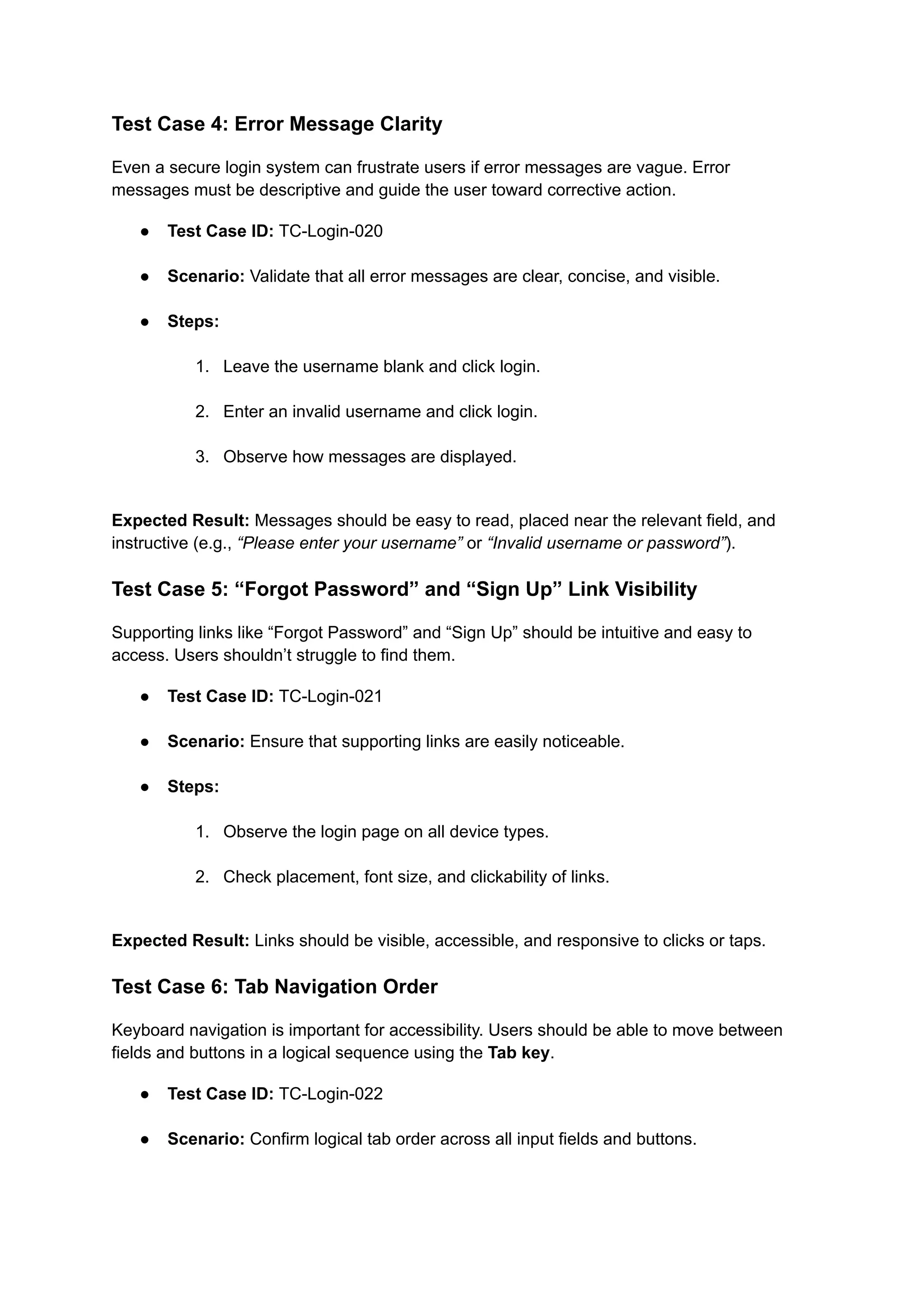 Login Page Test Scenarios for QA Engineers | PDF
