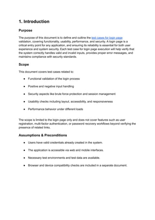 Login Page Test Scenarios for QA Engineers | PDF