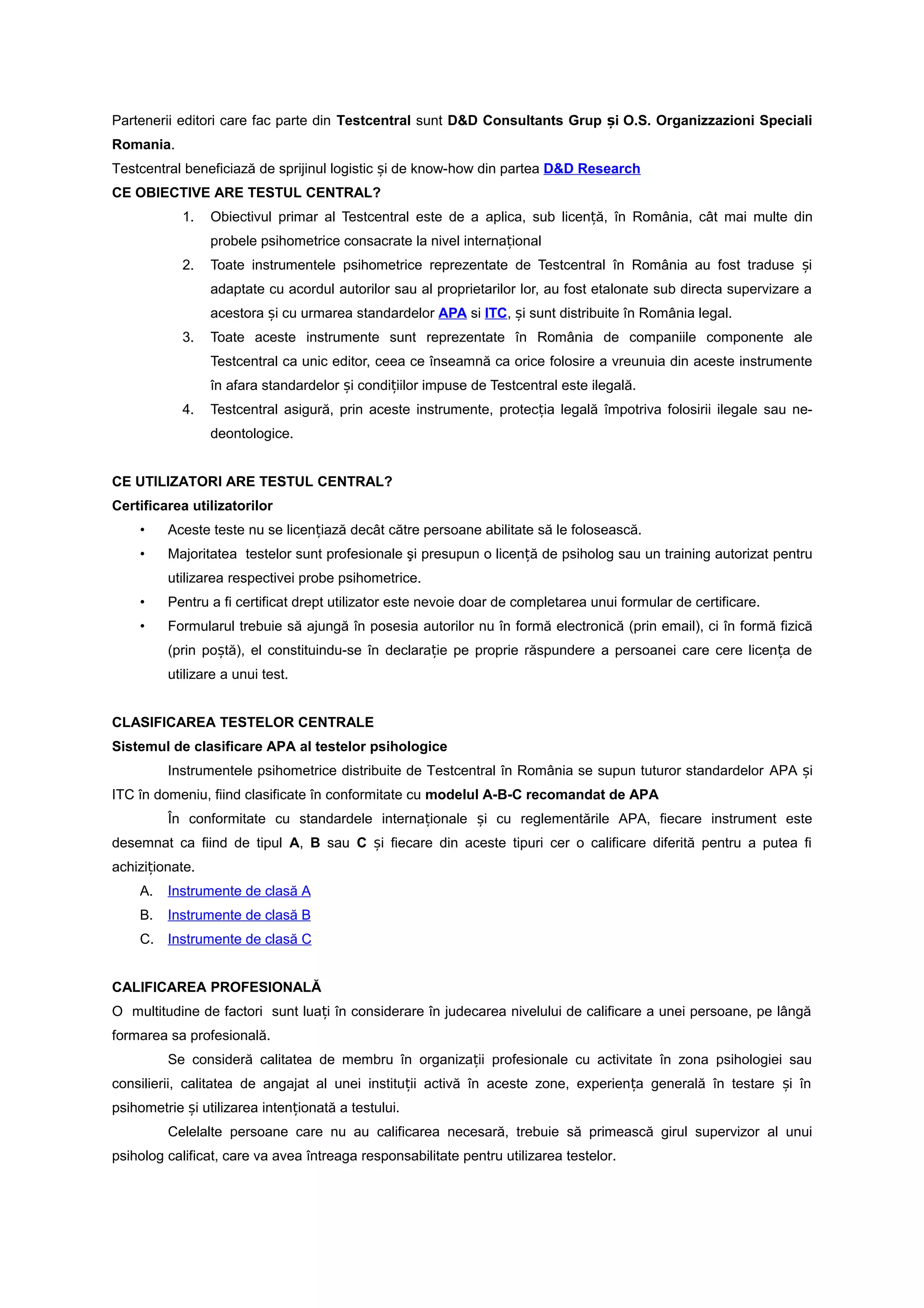 Test central -RO | DOC