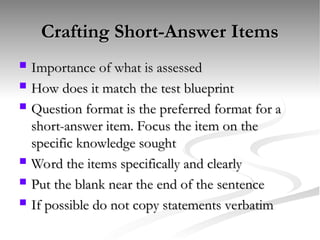 How to develop completion and short answer tests? | PPT