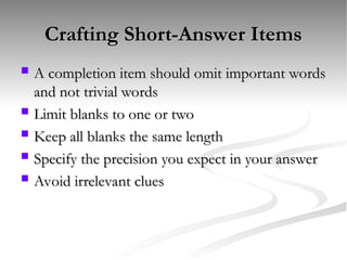 How to develop completion and short answer tests? | PPT