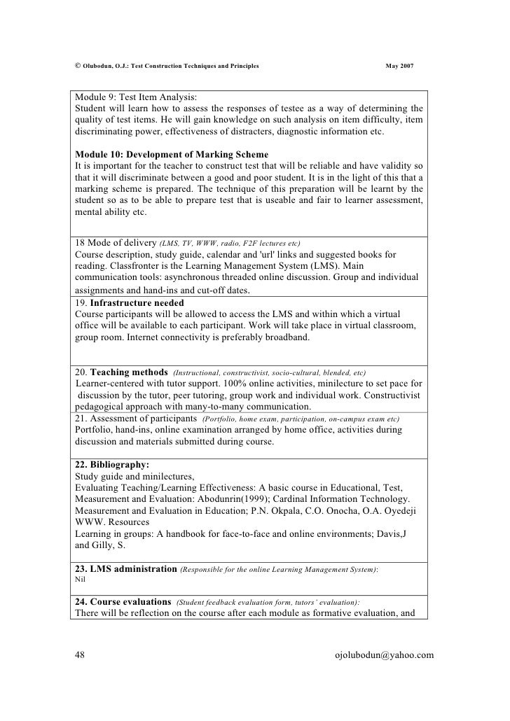 Principles And Techniques Of Test Construction Principles And Techniques Of Test Construction