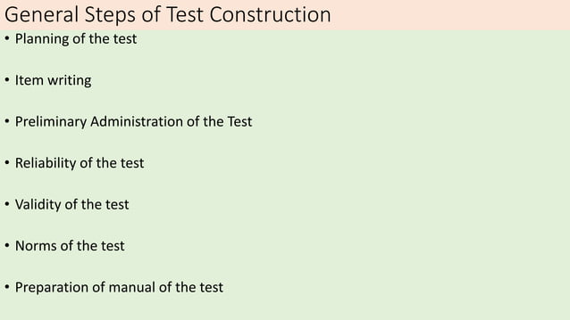 TEST CONSTRUCTION in Psychology to measure different traits | PPTX