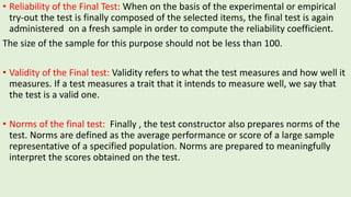 TEST CONSTRUCTION in Psychology to measure different traits | PPTX