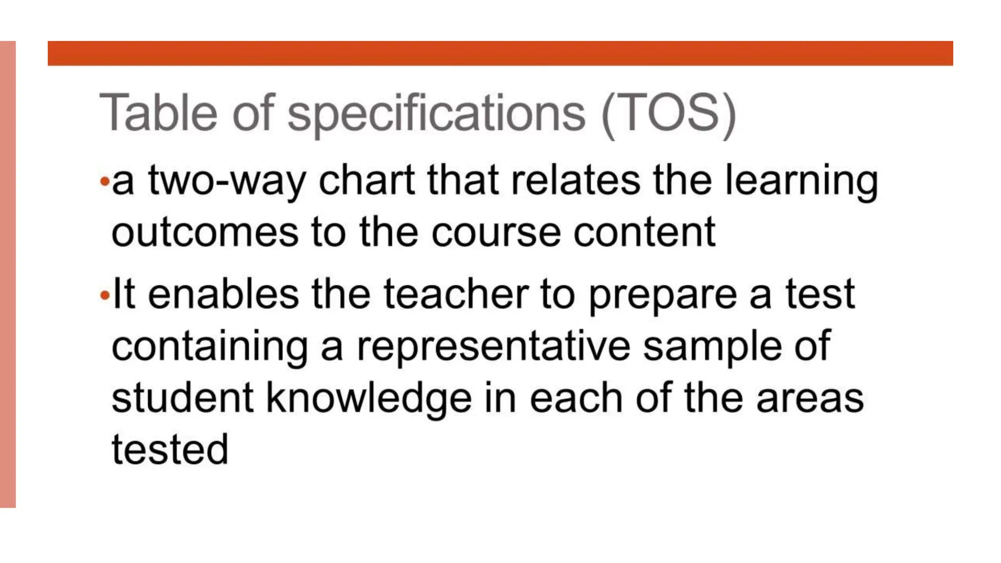 Table of Specifications Explanation for Beginning Teachers | PPTX