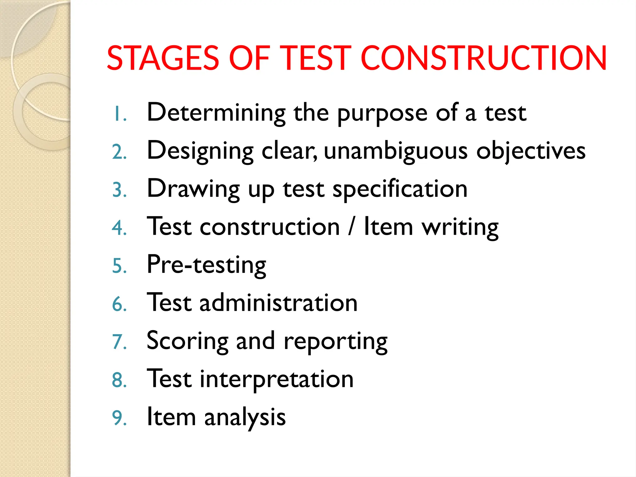 Test Construction, drawing up test Specifications. | PPTX ...