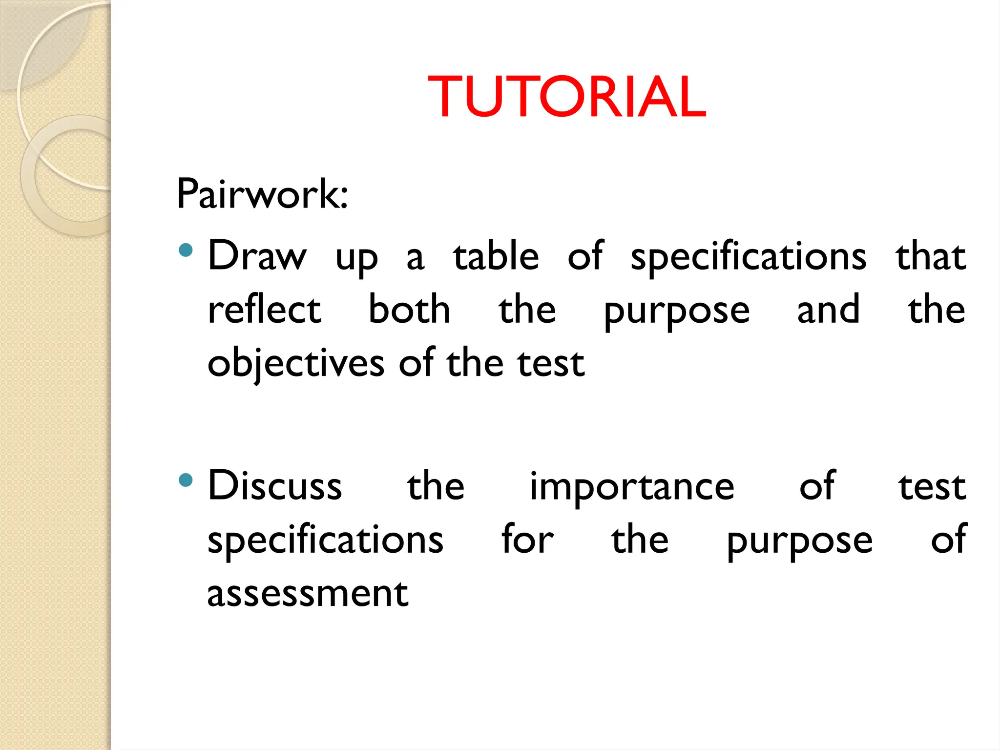Test Construction, drawing up test Specifications. | PPTX