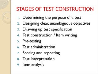 Test Construction, drawing up test Specifications. | PPTX ...