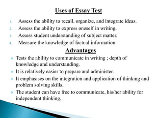 Test construction essay tests | PPTX