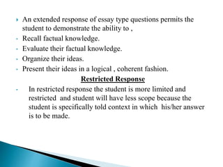 Test construction essay tests | PPTX