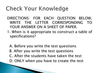 Test Construction and Administering classroom examinations.pptx ...
