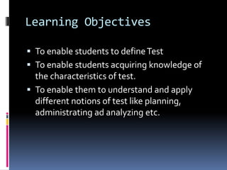 Test construction and interpretation | PPTX
