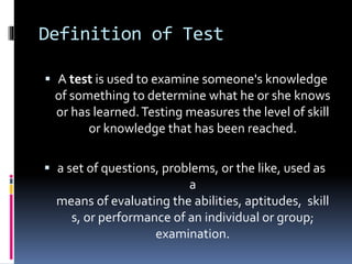 Test construction and interpretation | PPT