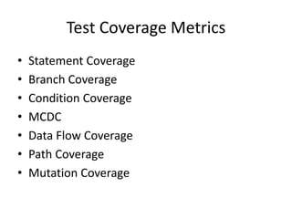 Utility of Test Coverage Metrics in TDD | PPT