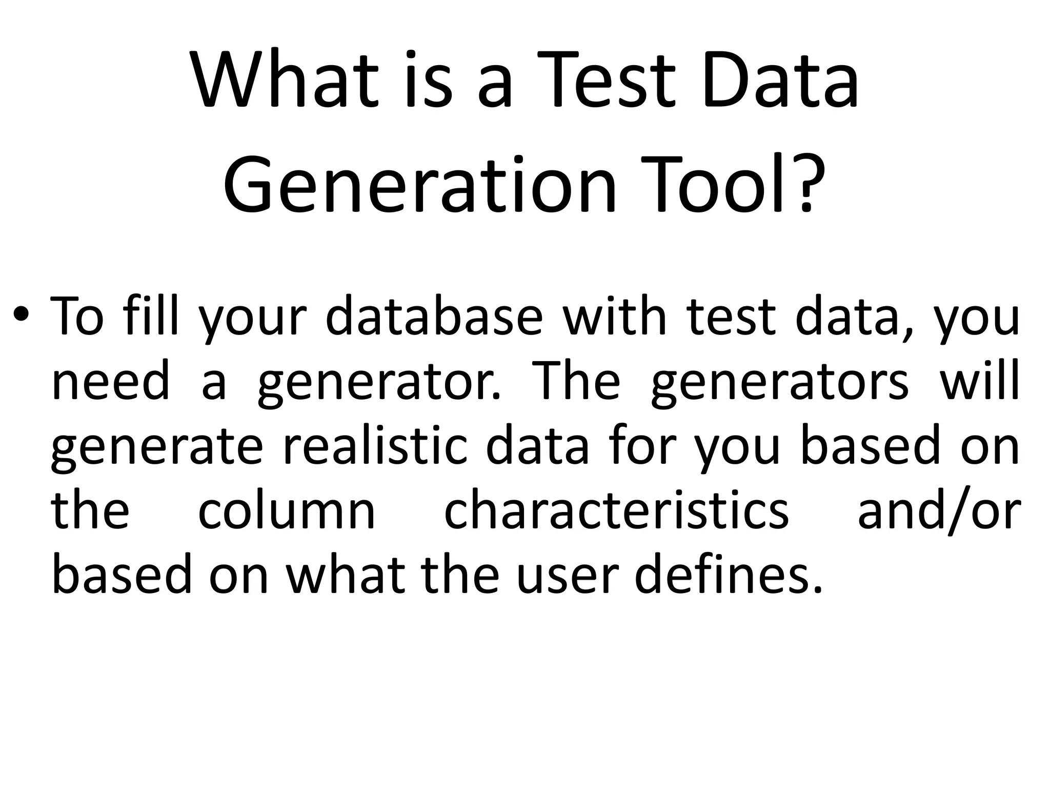 Test data generation | PPTX
