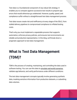 Test Data Management Explained: Why It’s the Backbone of Quality ...