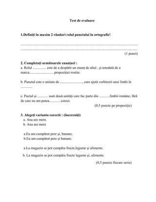 Test de evaluare | DOCX
