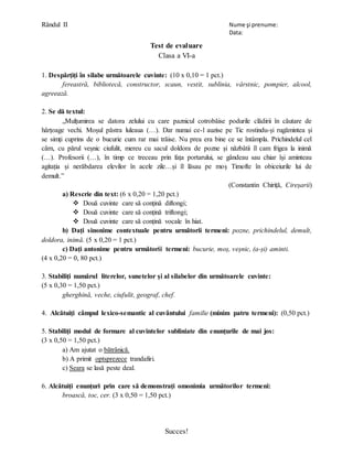 Test de evaluare - II | DOCX