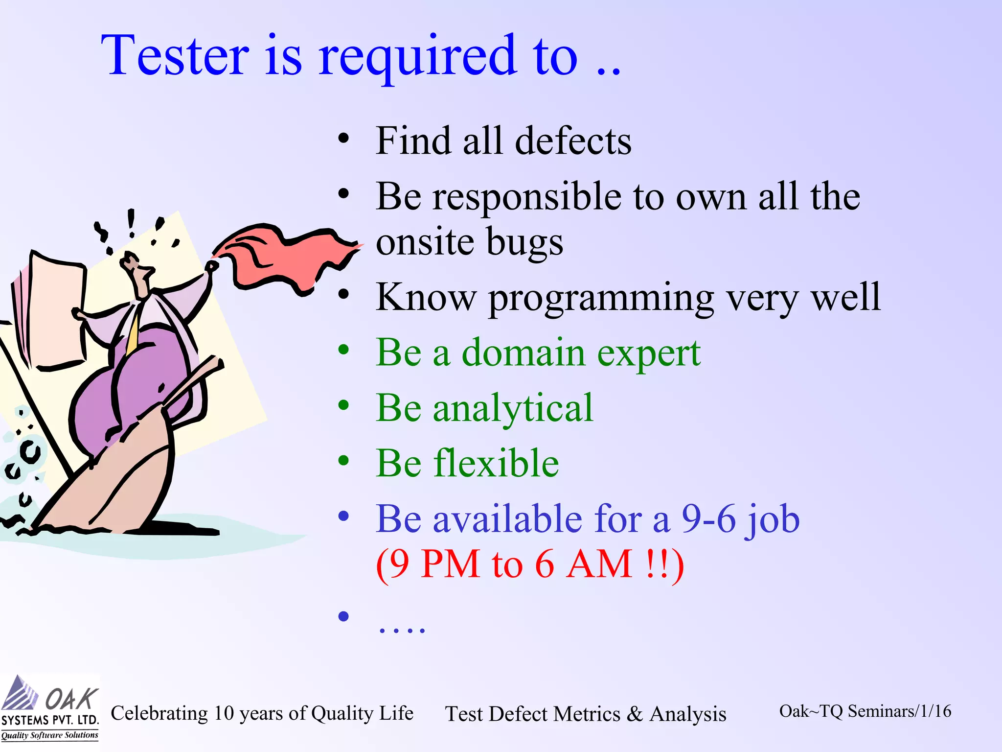 Software Testing Defect Metrics And Analysis Ppt