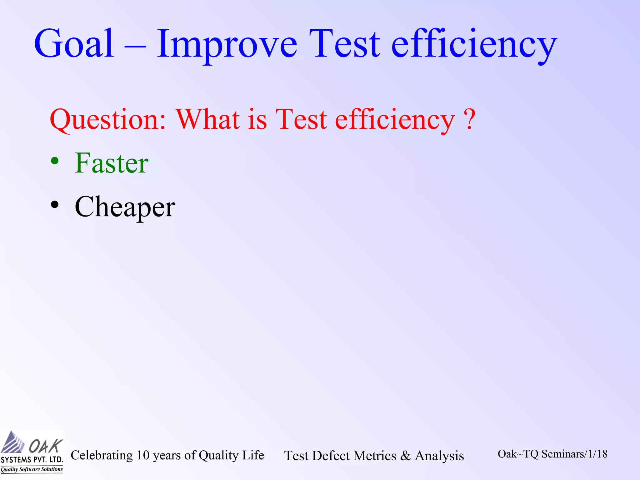 Software Testing - Defect Metrics & Analysis | PPT
