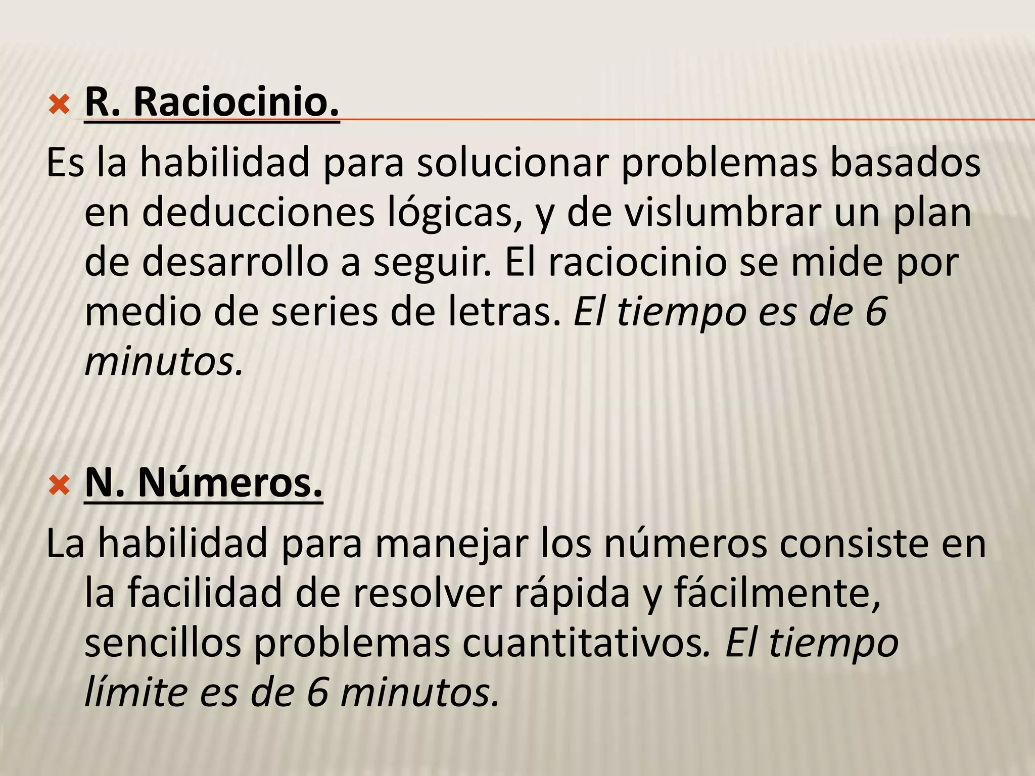 Test de habilidades mentales primarias de thurstone | PPTX