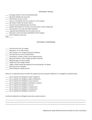 Test de inteligencias multiples. | DOCX
