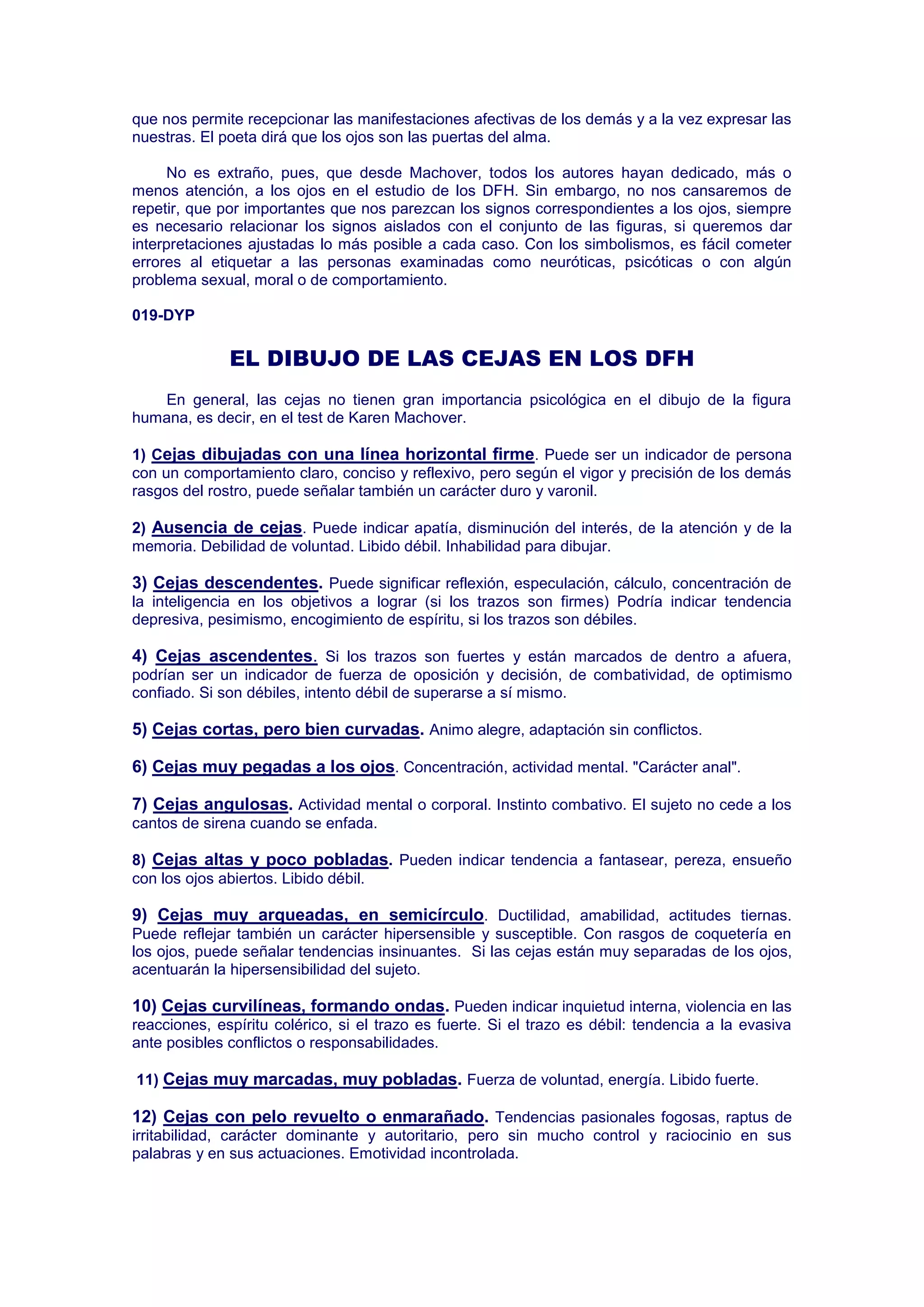 Test de la figura humana machover. | PDF