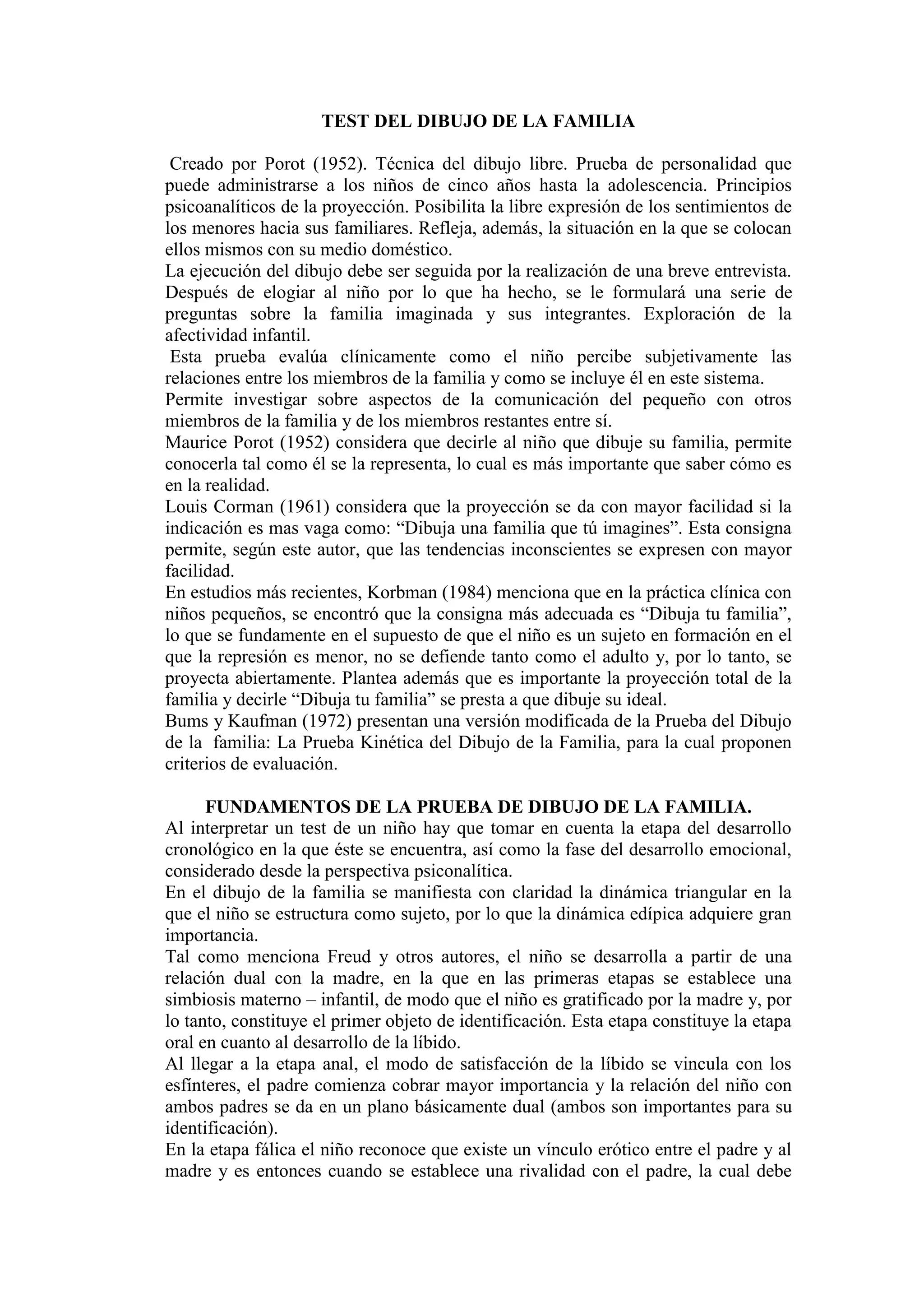 Test del dibujo de la familia | PDF