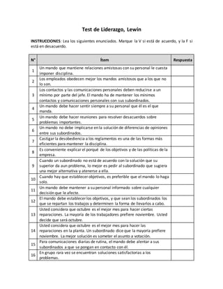 Test de liderazgo lewin estud def | DOCX