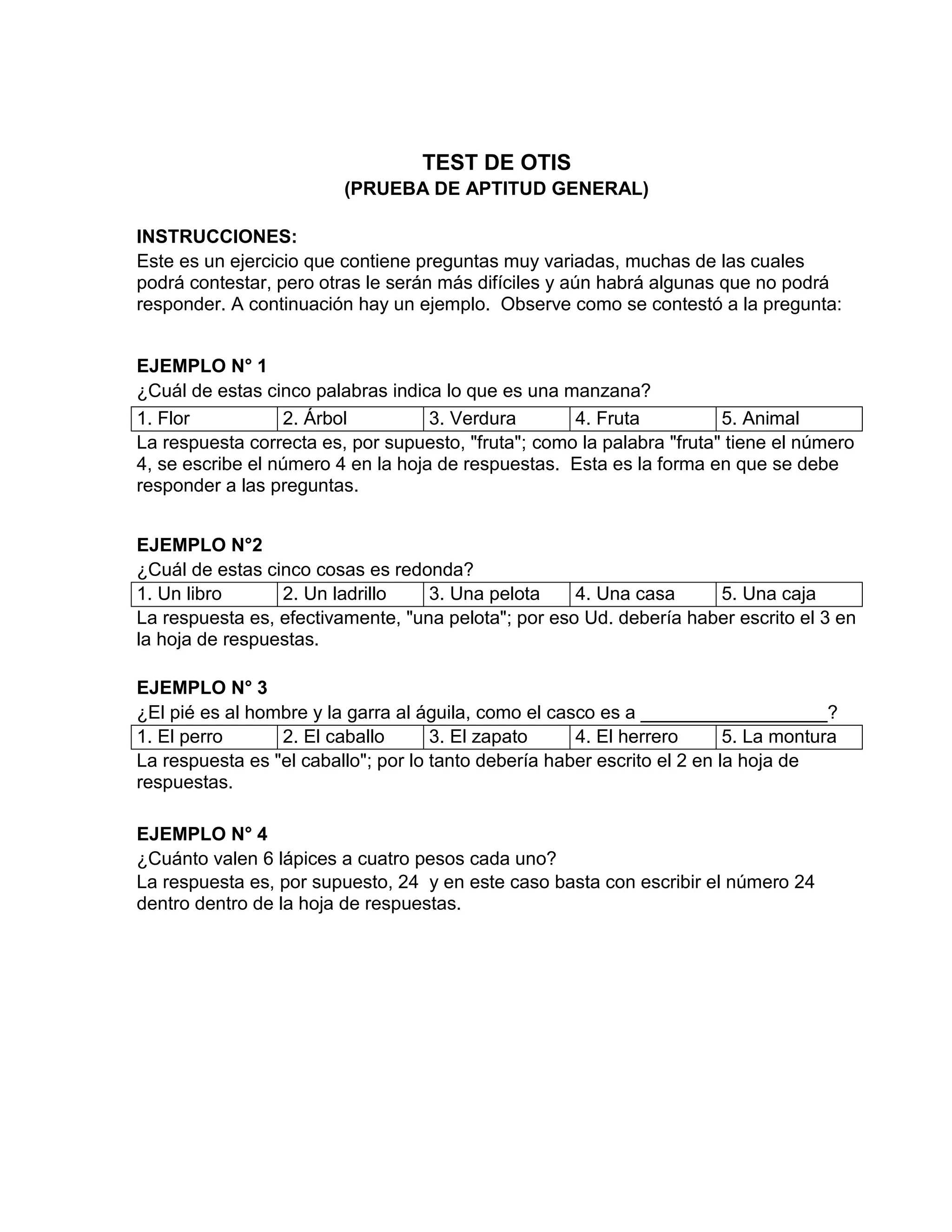 Test de otis | DOCX